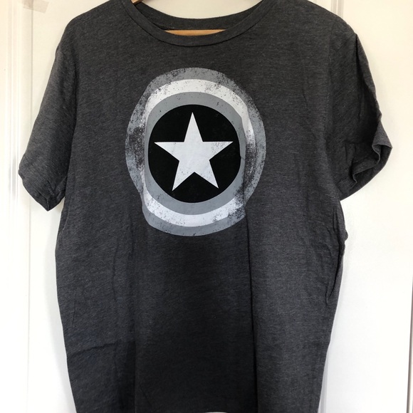 Marvel | Shirts | Marvel Gray Captain America Shield Tee Short Sleeve ...